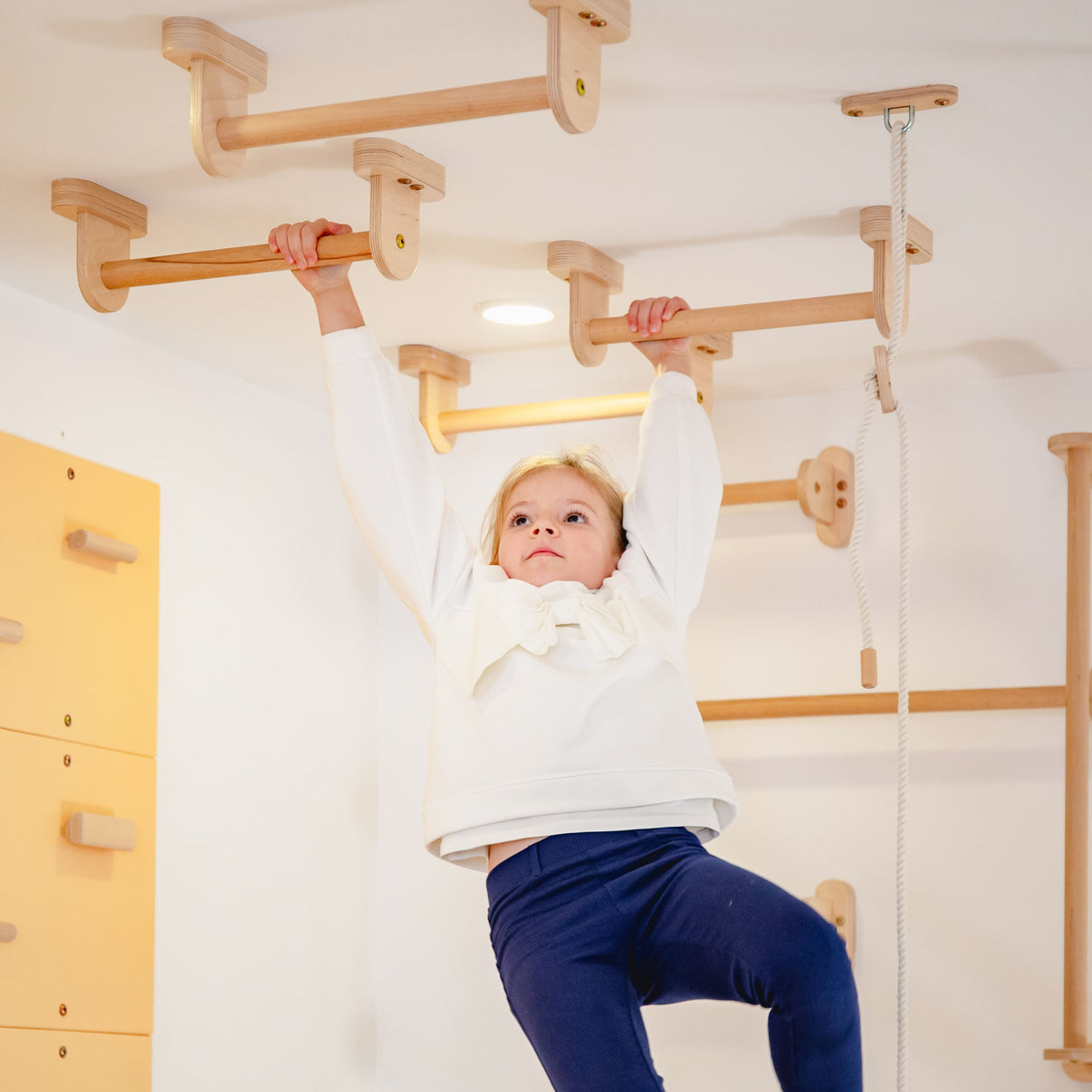 Short Monkey Bars Kit for Customizable Indoor Playroom - WoodandHearts