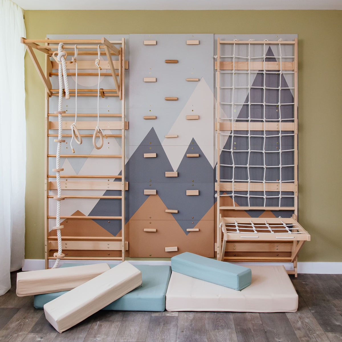 Swedish Ladder Wall Gym - All-in-One Activity Complex - WoodandHearts